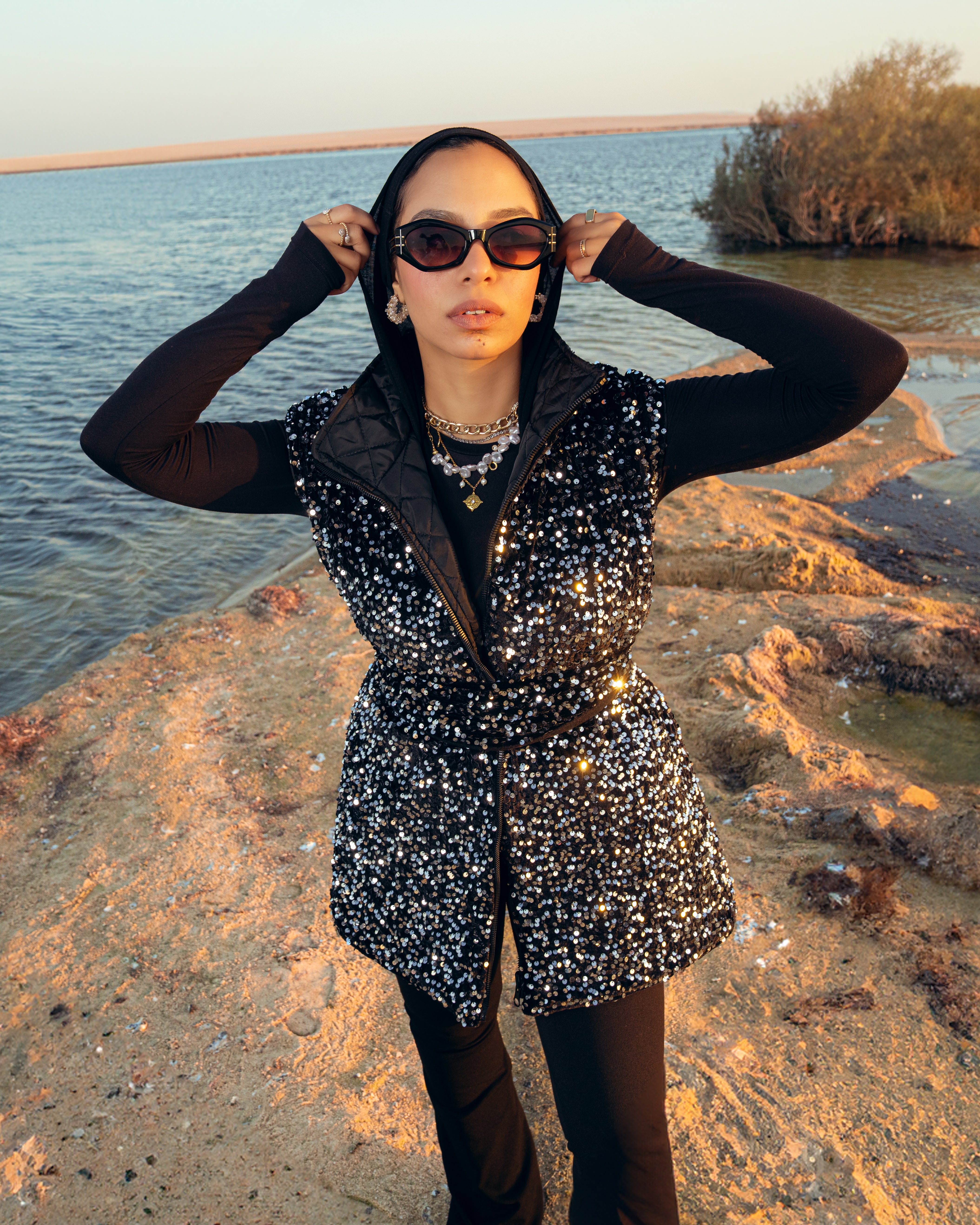 Dai Bling Puffer Vest – pose